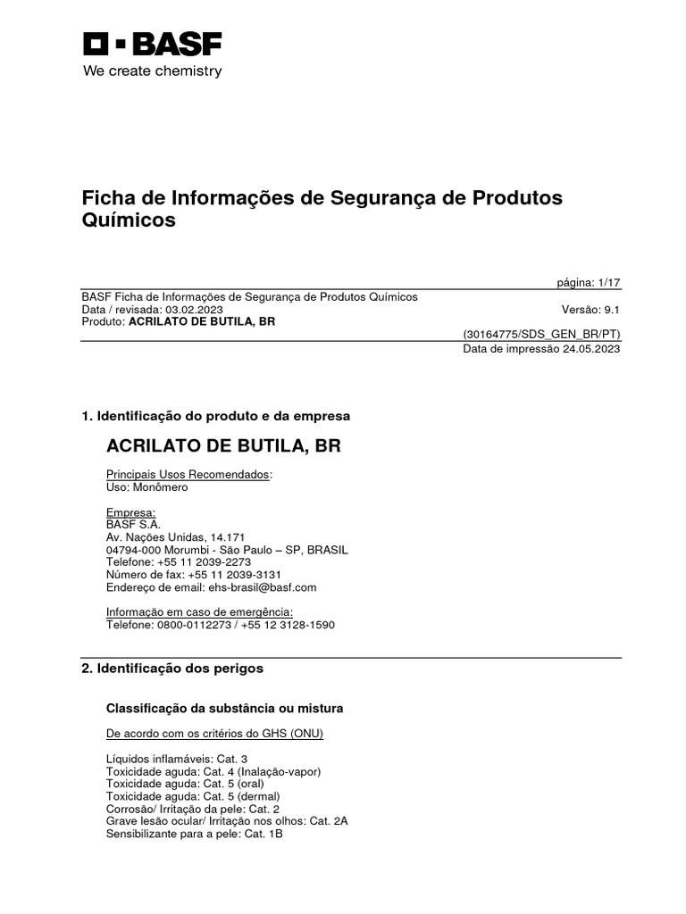 Fispq Acrilato de Butila - Basf | PDF | Radical (Química) | Oxigênio