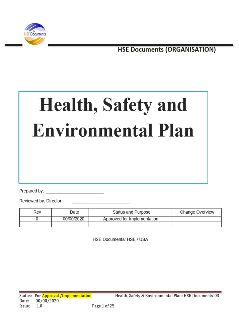 Health, Safety & Environmental Plan | PDF | Occupational Safety And ...