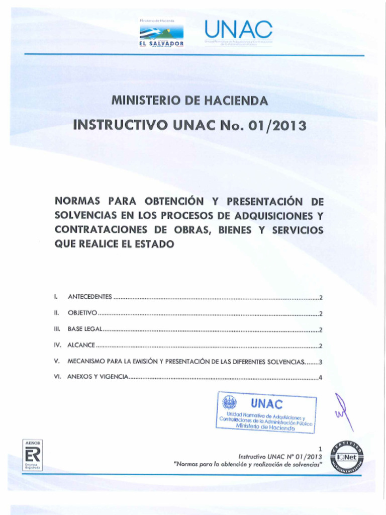 Instructivo UNAC 01-2013 | PDF