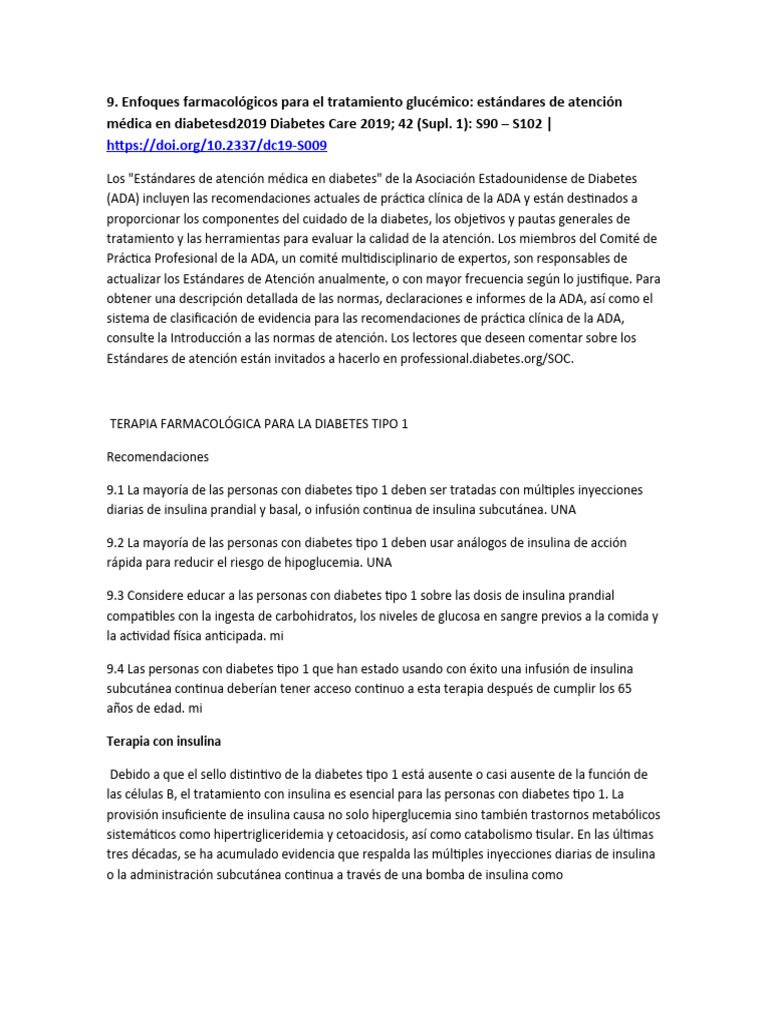 Farmacologia de La DM Traduccion ADA 2019 | PDF