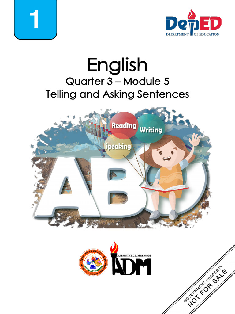 Eng1 Q3 Mod5 Telling-And-Asking-Sentences V4 | PDF | Learning | Question