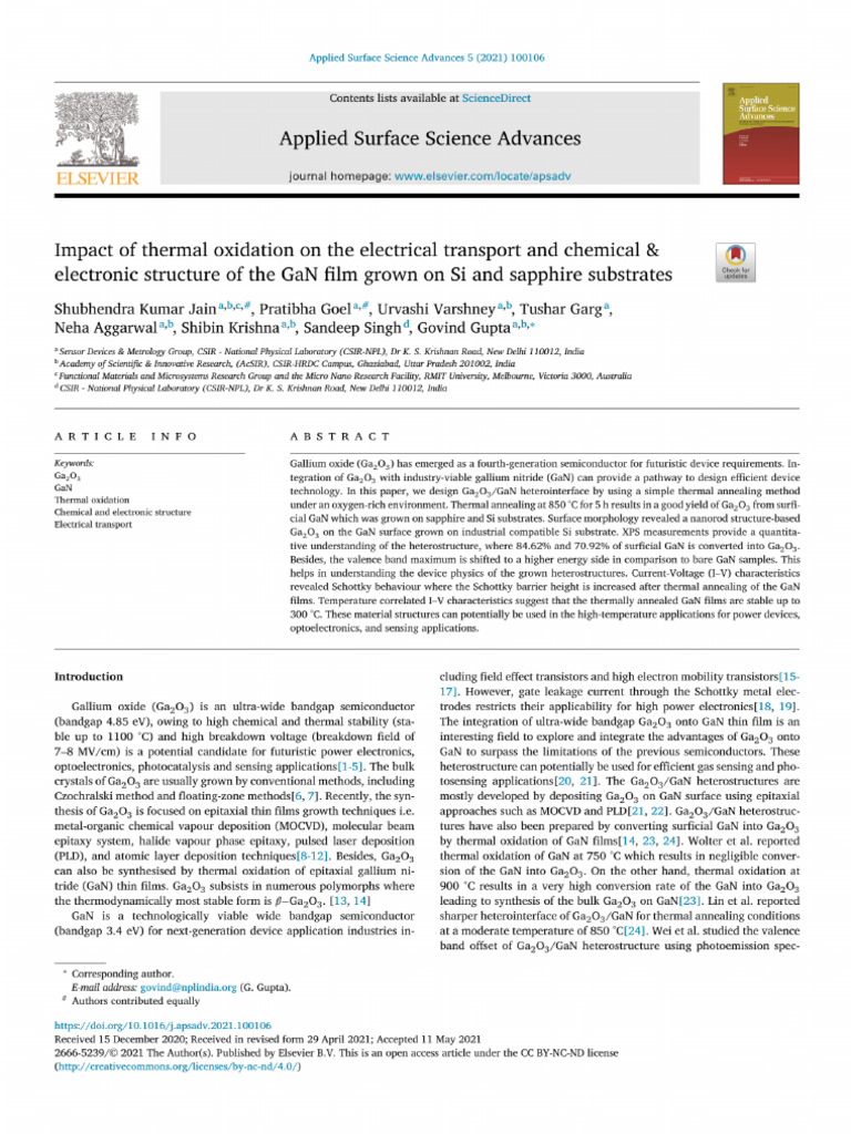 Impact of thermal oxidation on the electrical transport and chemical ...