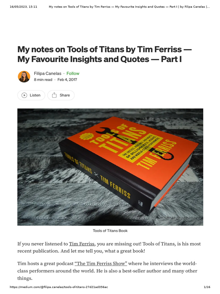 My Notes On Tools of Titans by Tim Ferriss - My Favourite Insights and ...
