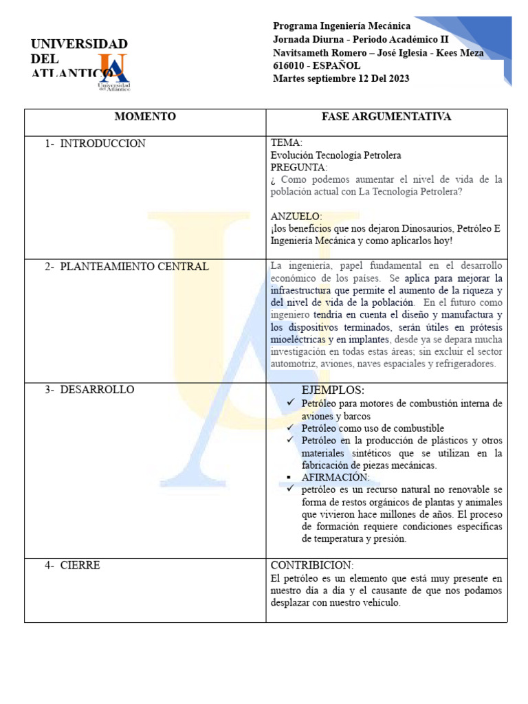 Cuadro Tematico Del Petroleo | PDF | Petróleo | Ingeniería