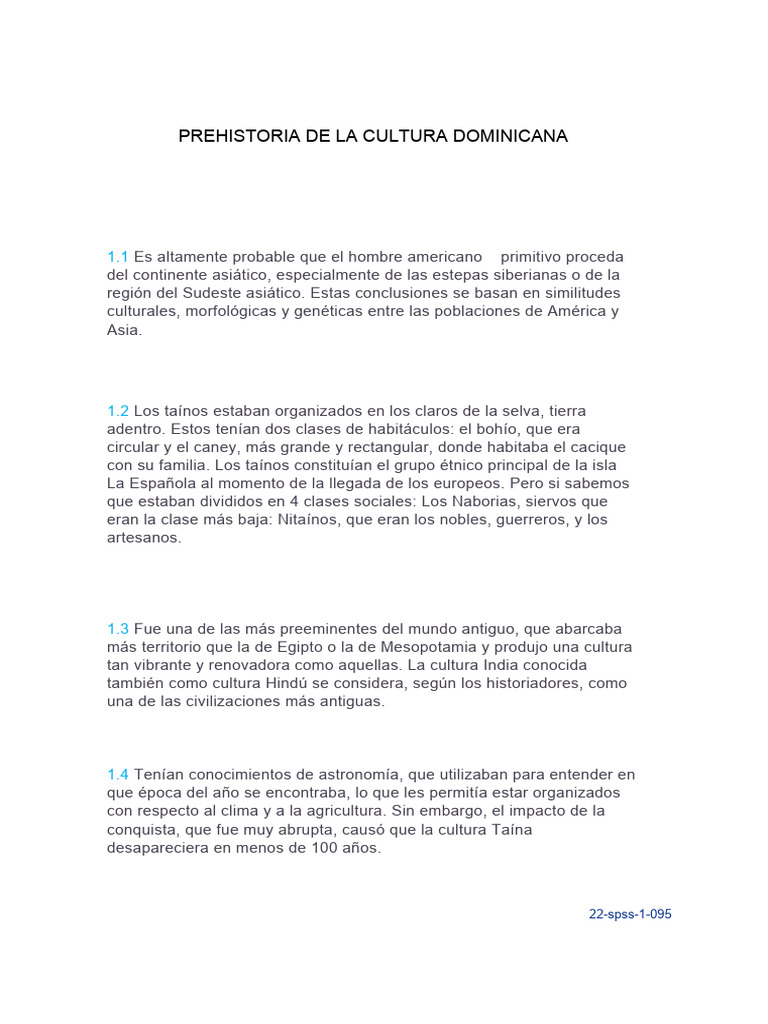 Prehistoria de La Cultura Dominicana | PDF | Ciencias sociales ...