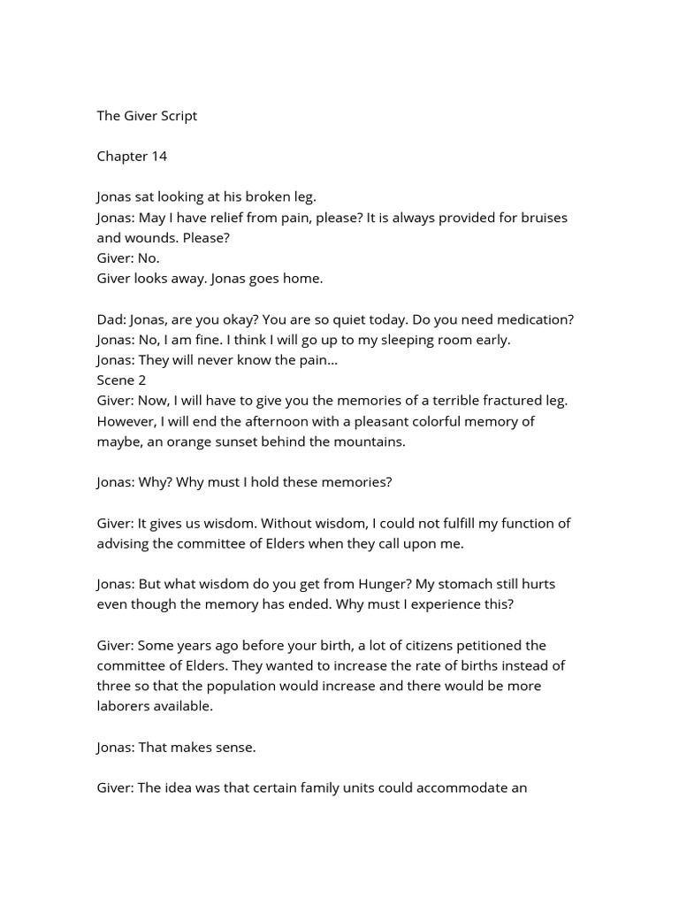 The Giver Script Erena | PDF | The Giver