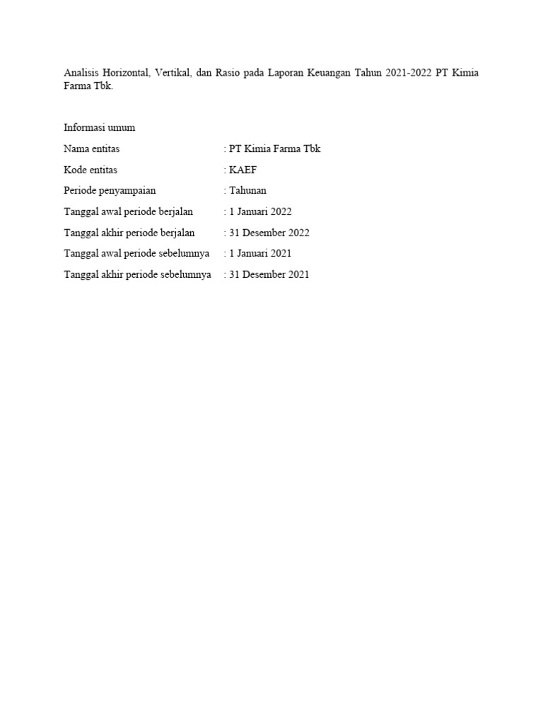 Analisis Horizontal, Vertikal, Dan Rasio Pada Laporan Keuangan Tahun ...