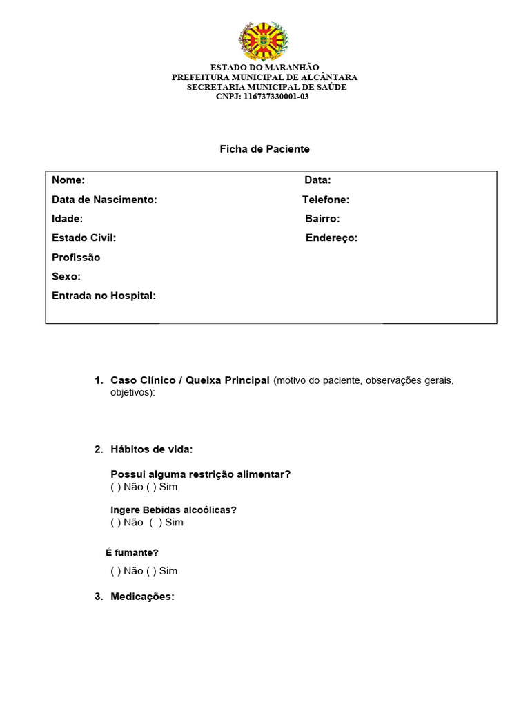 Ficha de Paciente | PDF | Especialidades médicas | Medicina Clínica