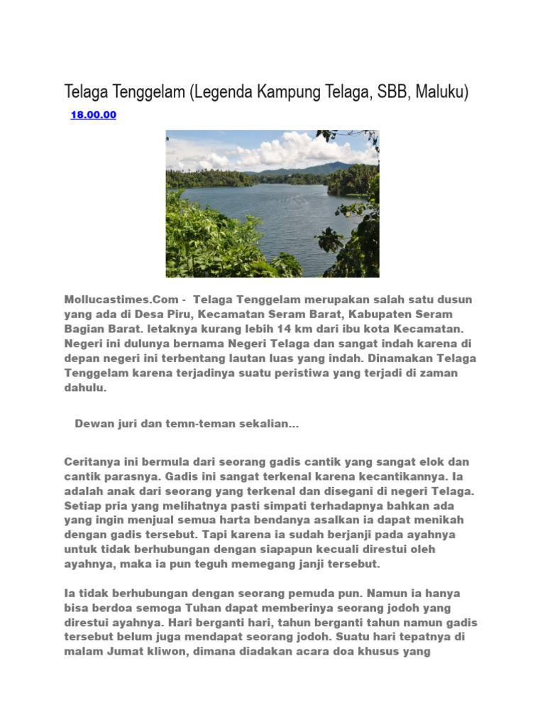 Legenda Telaga Tenggelam Maluku | PDF