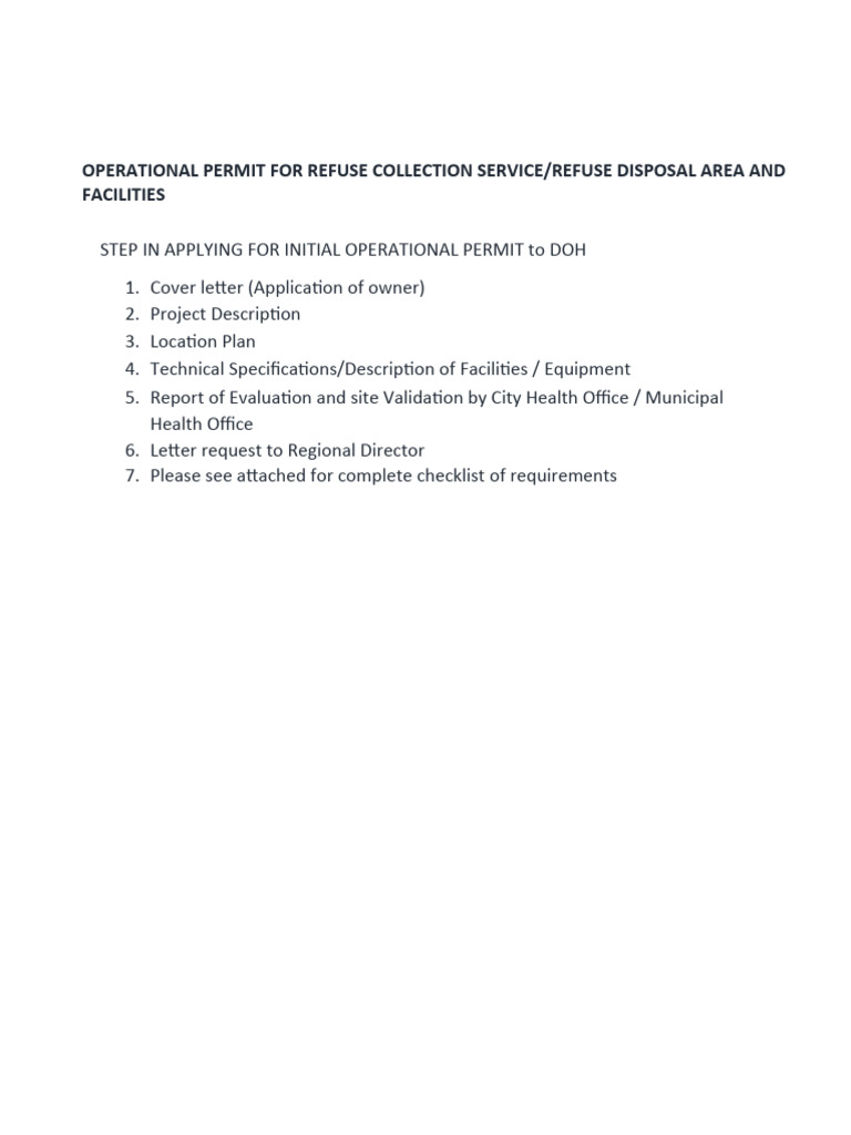 REFUSE-DISPOSAL Checklist Requirements | PDF | Business | Government