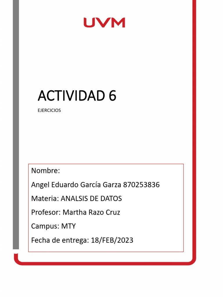 ACT 6 Analisis Datos | PDF | Estadísticas