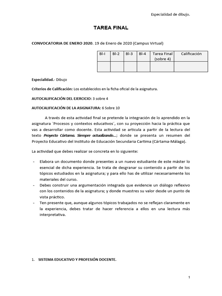Tarea Final | PDF | Evaluación | Enseñando