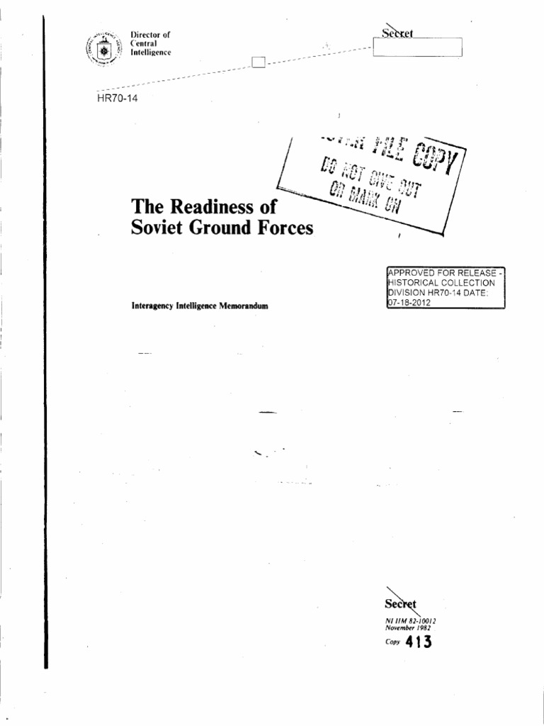 CIA-The Readiness of Soviet Ground Forces-NOV 82 | PDF | Tanks ...