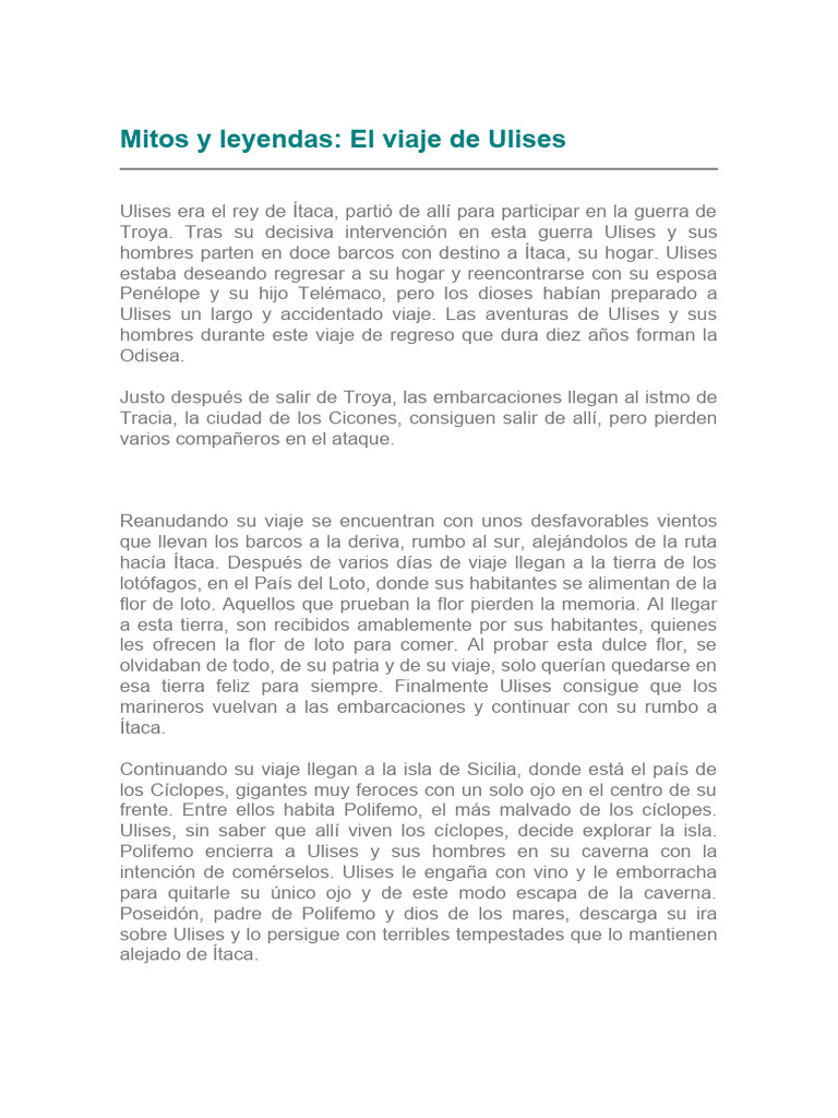 El viaje de ULISES | PDF | Odiseo | Mitología griega