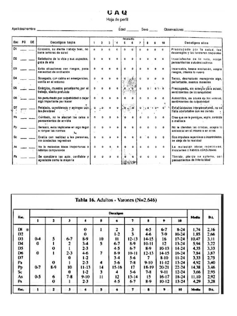 CAQ Explicacion | PDF | Depresión (estado de ánimo) | Neurosis
