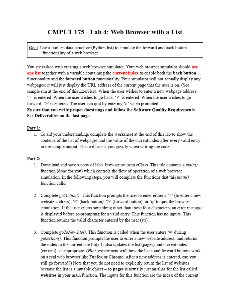 Lab 4 - Web Browser List | PDF