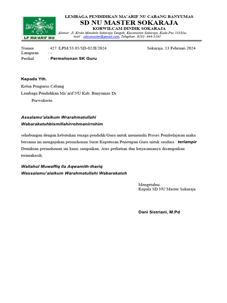 Surat Pengajuan SK | PDF