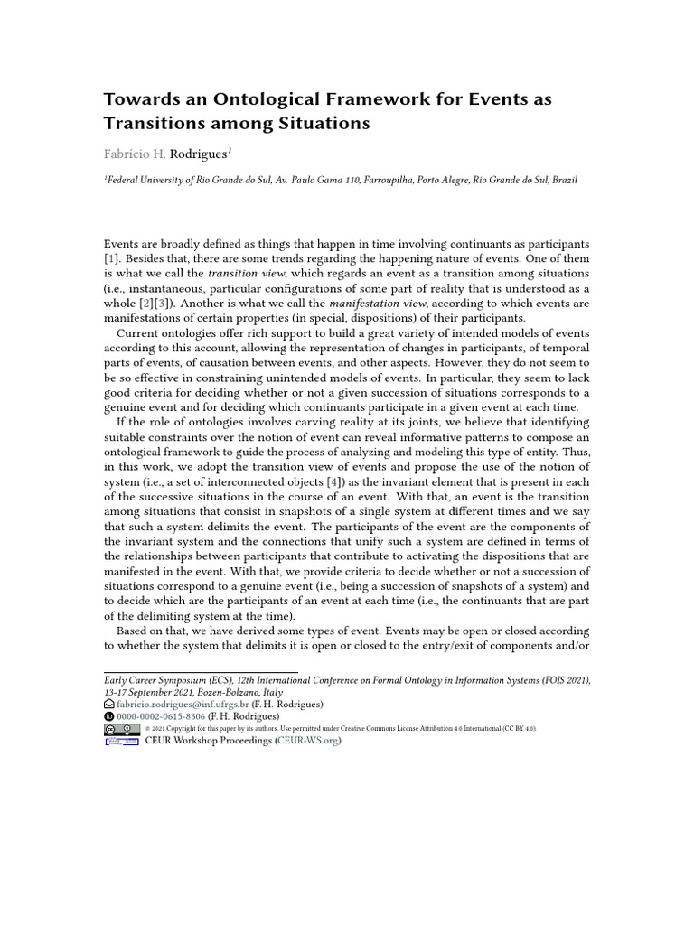 Towards An Ontological Framework For Events As Transitions Among