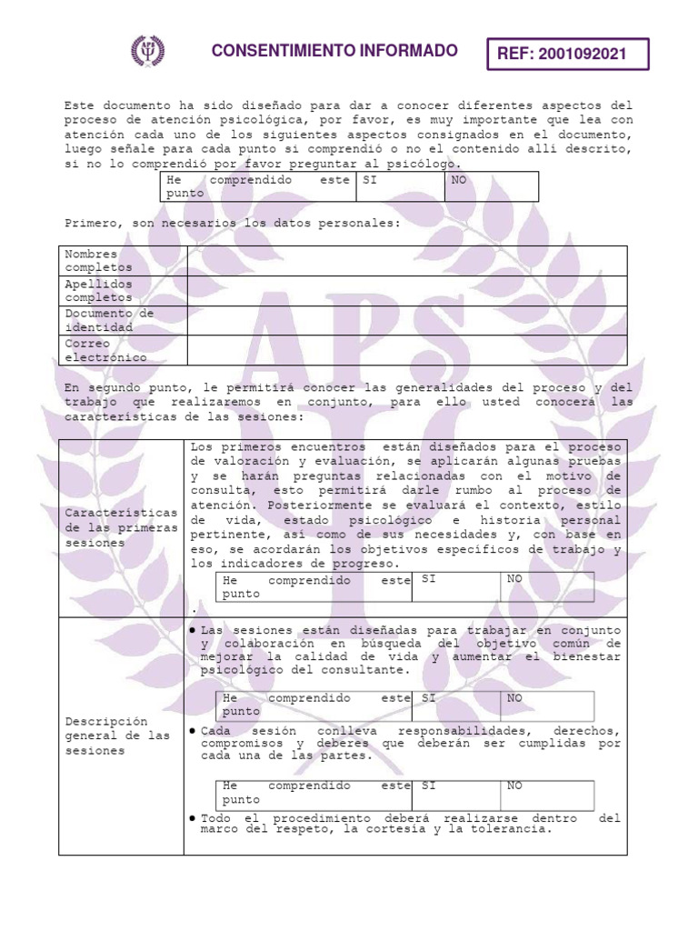 Consentimiento Informado | Descargar gratis PDF | Sicología ...