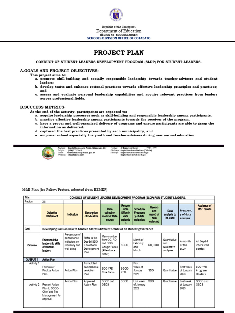 SLDP Project Plan | Download Free PDF | Leadership