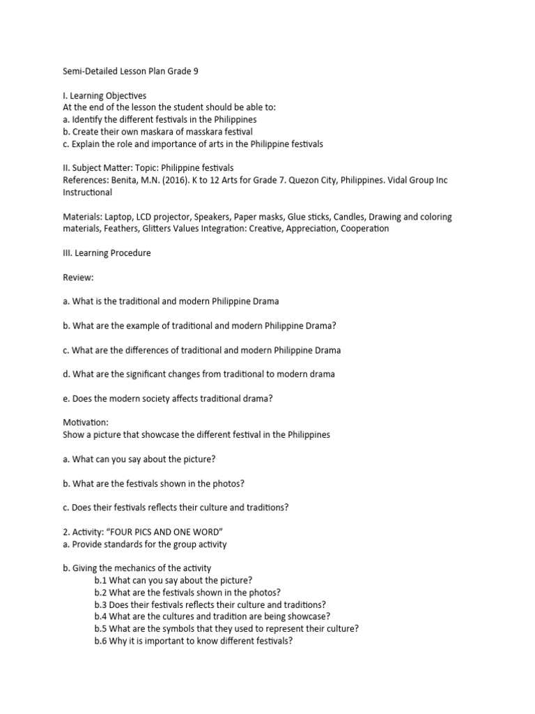 Festival Lesson Plan | PDF | Recycling | Festival