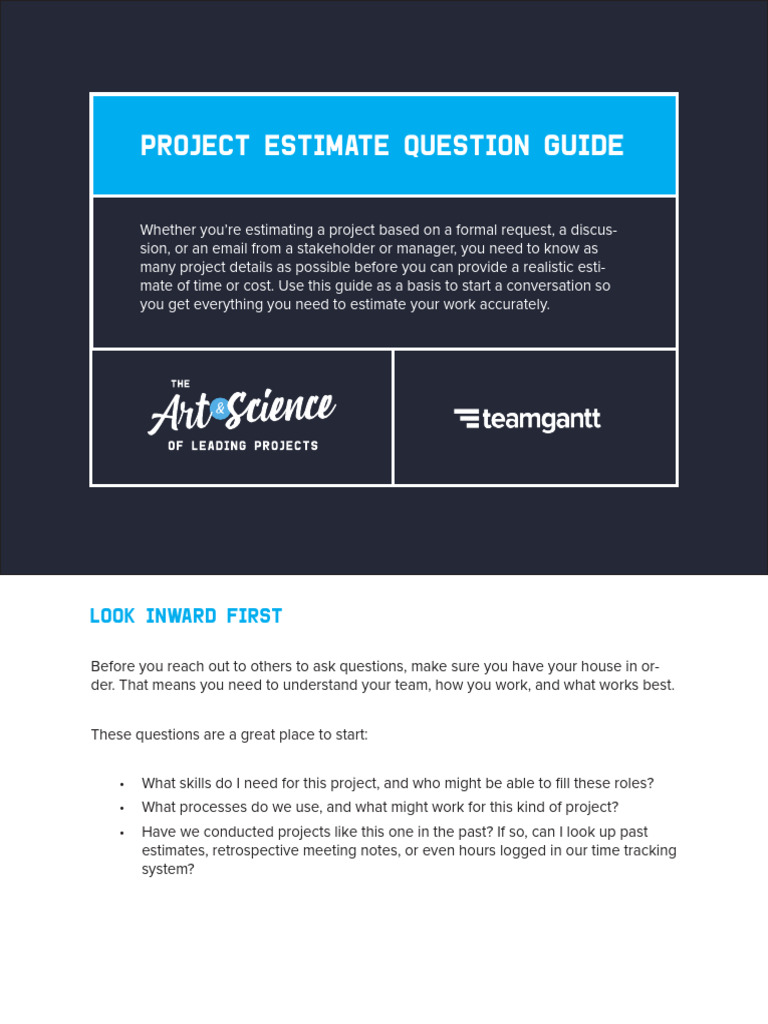Project Estimate Question Guide | Download Free PDF | Cognition
