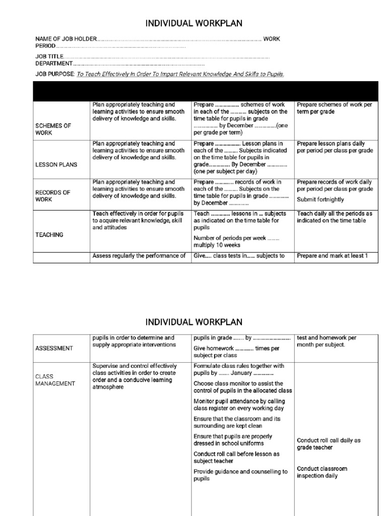 Latest Individual Work Plan | PDF