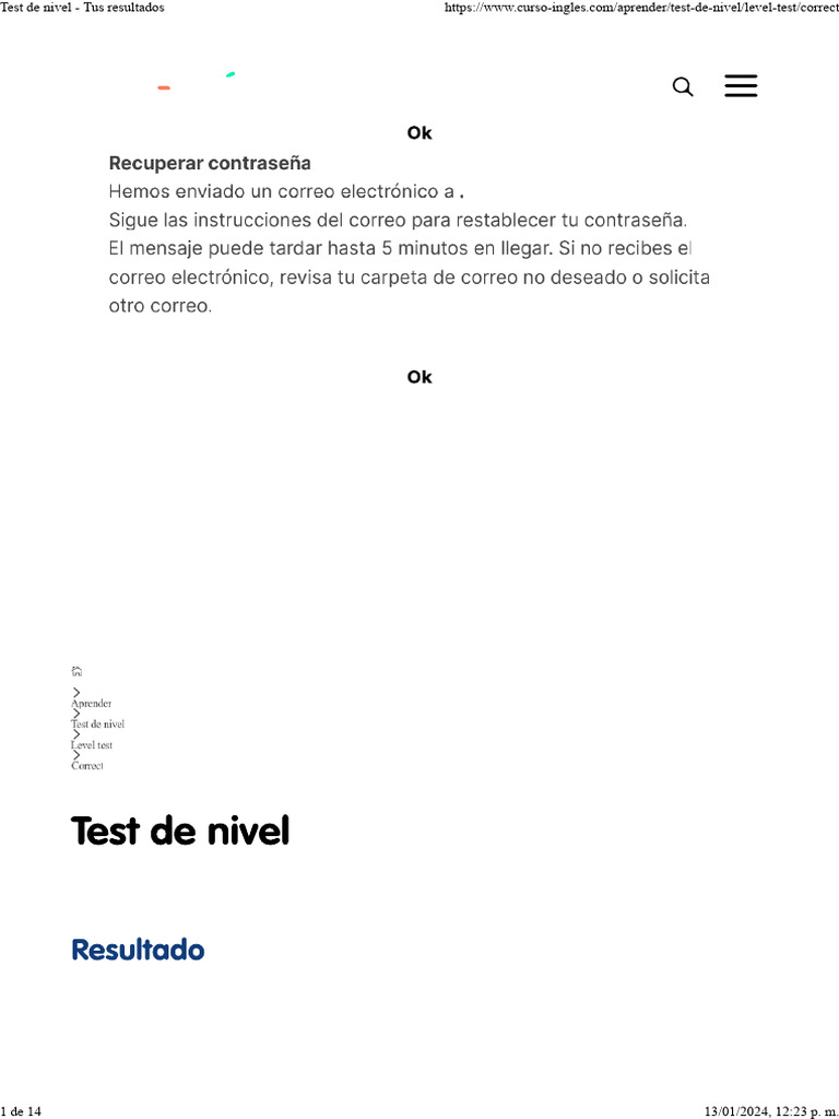 Test de Nivel - Tus Resultados | PDF