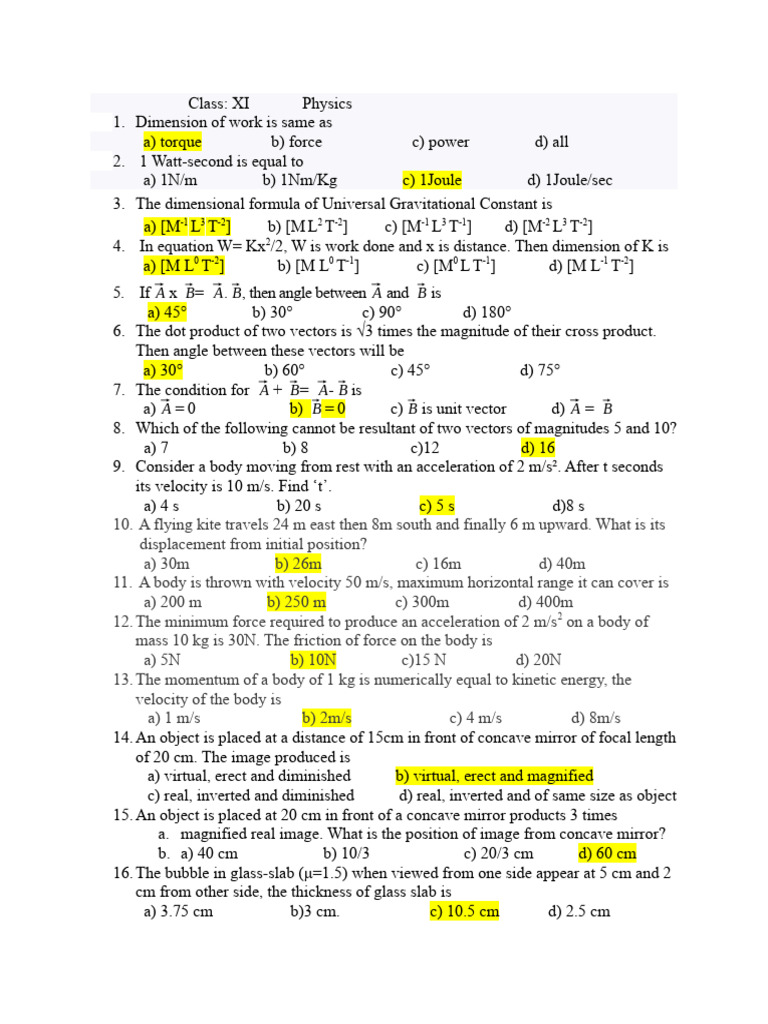 MCQ - Xi | PDF | Refractive Index | Euclidean Vector
