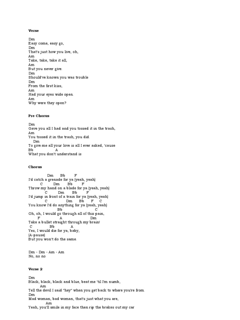 Bruno Mars - Grenade (Chords) | PDF