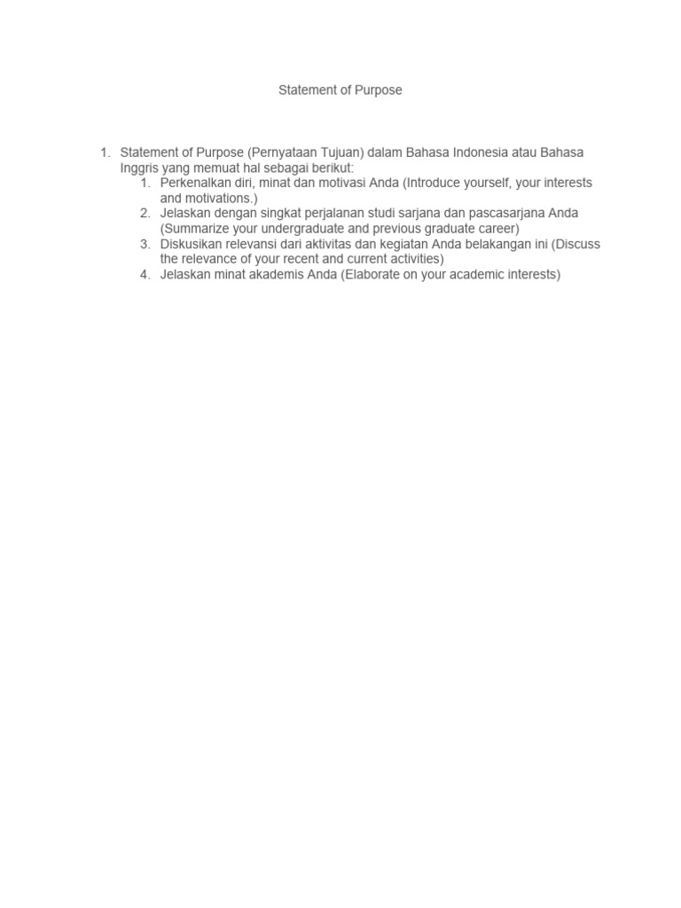 Contoh Statement of Purpose S2 Unpad | PDF