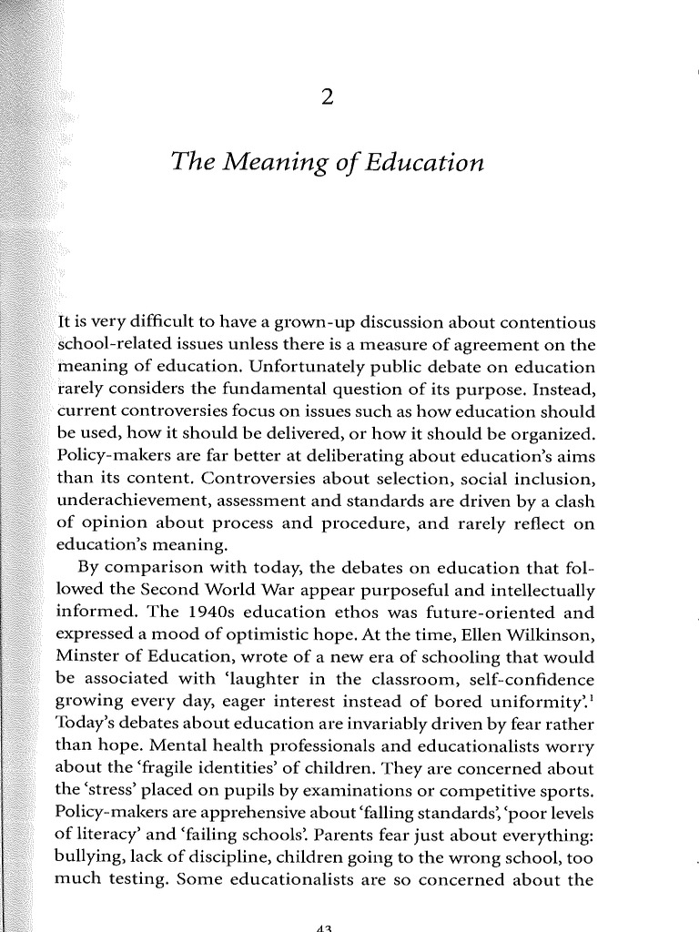 3c Furedi Ch2 The Meaning of Education | PDF