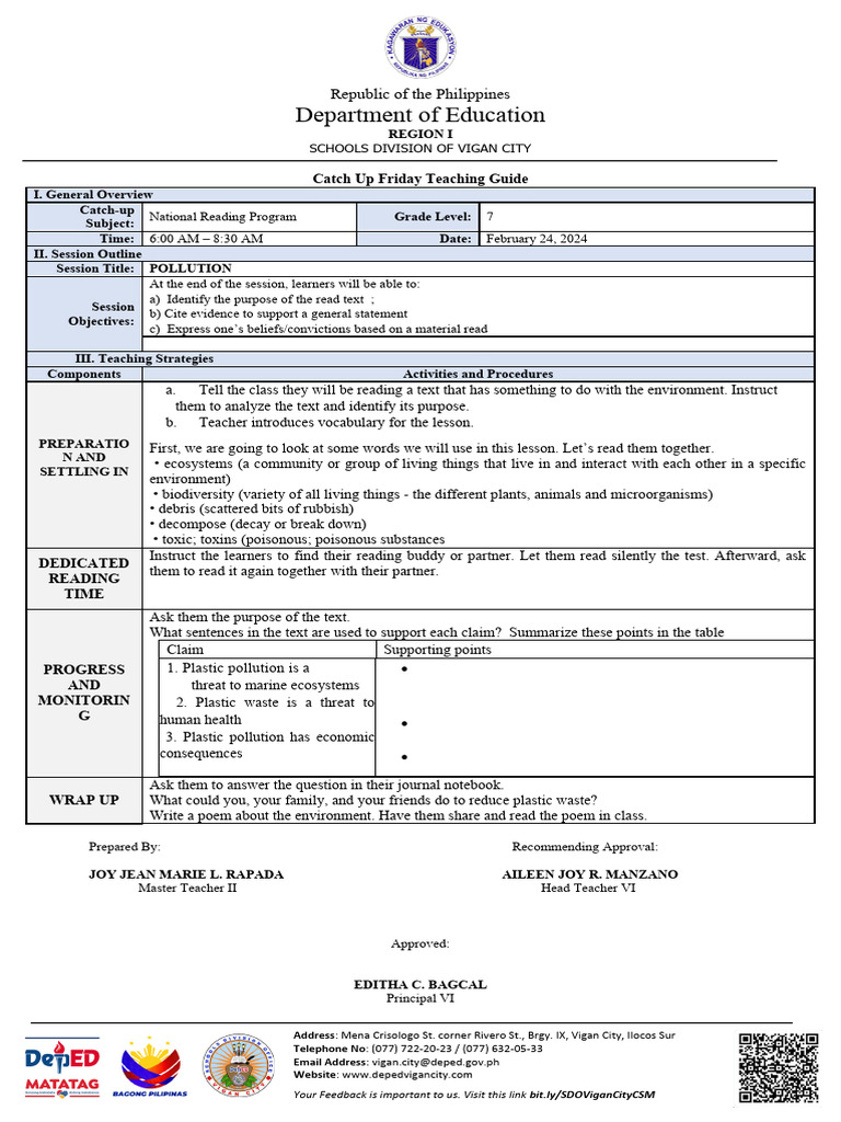 English Catch Up Friday Feb 24 GR7 | PDF