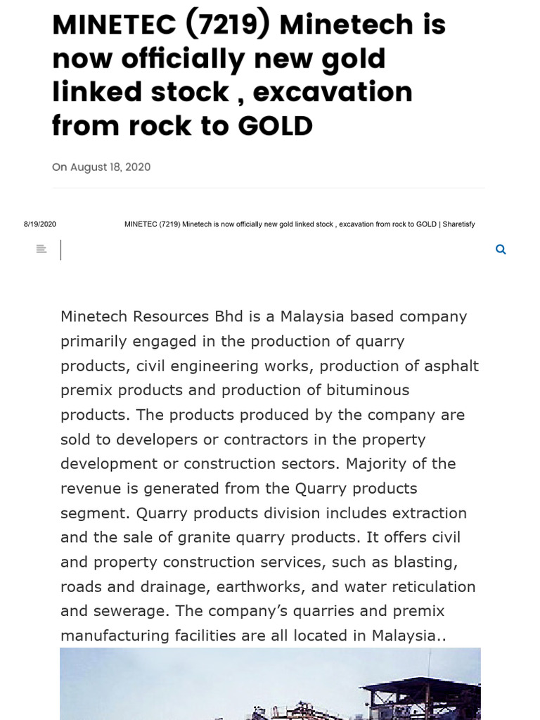 MINETEC SharetisfyOnline 18082020 | PDF | Mining | Gold