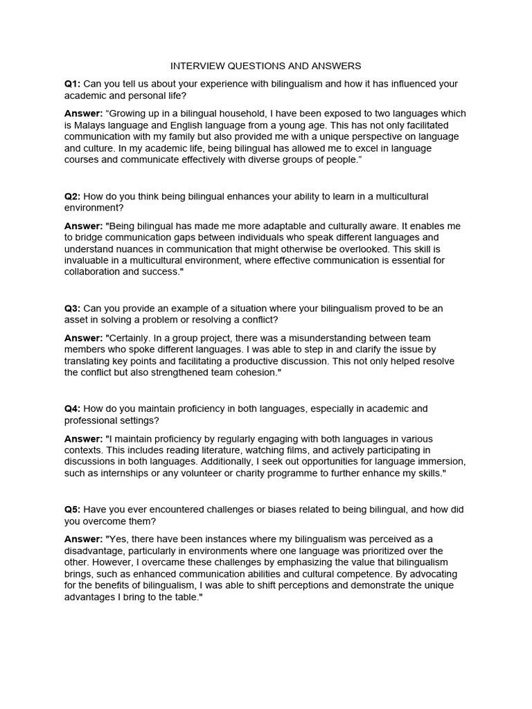 Task 1 Sla Interview Questions | PDF | Multilingualism | Communication