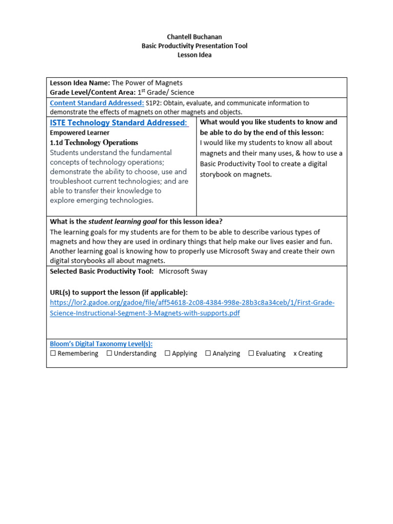 First Grade Magnet Lesson with Sway | PDF | Learning | Project Based ...
