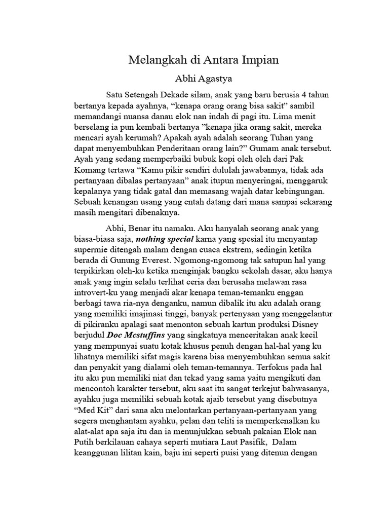 CERPEN #1 Abhi | PDF | Pengembangan Diri