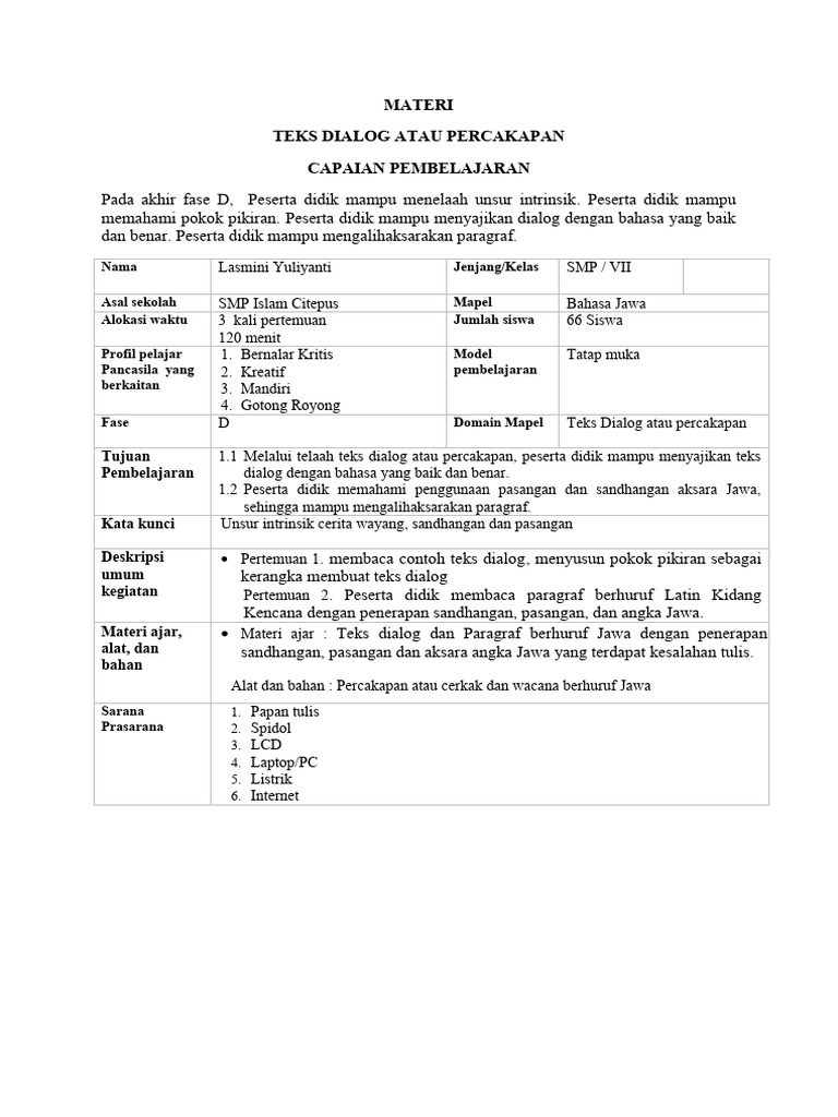 Materi 4 Teks Dialog Atau Percakapan - SMT Genap | PDF