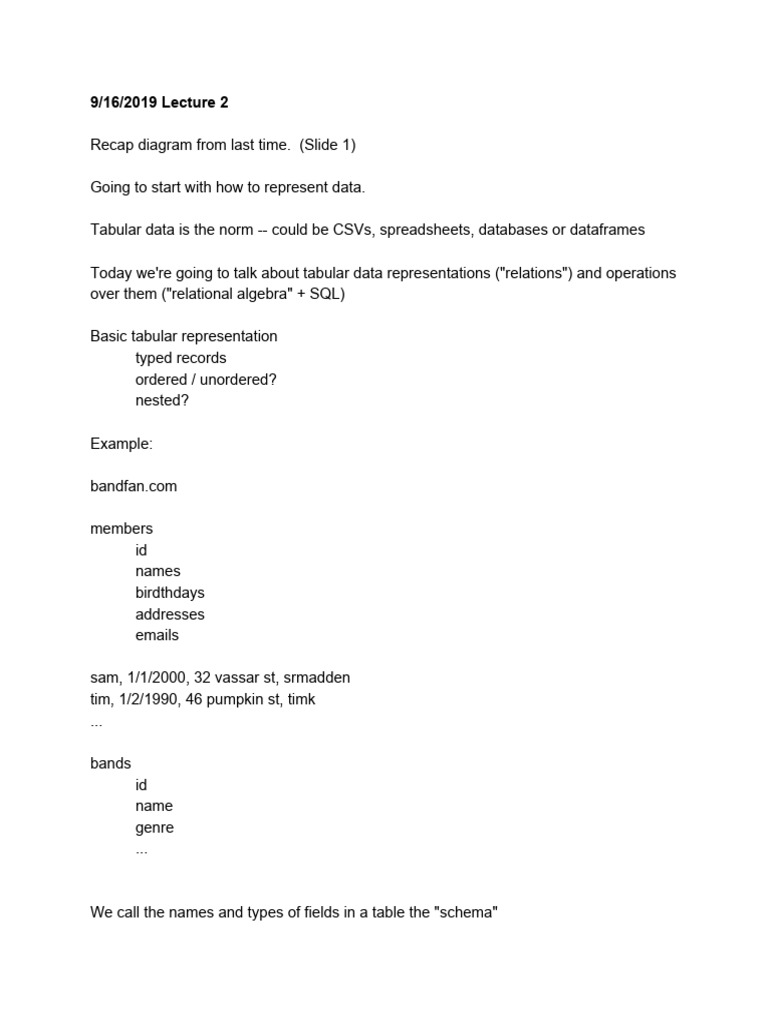 Lec2 Notes | Download Free PDF | Database Index | Table (Database)