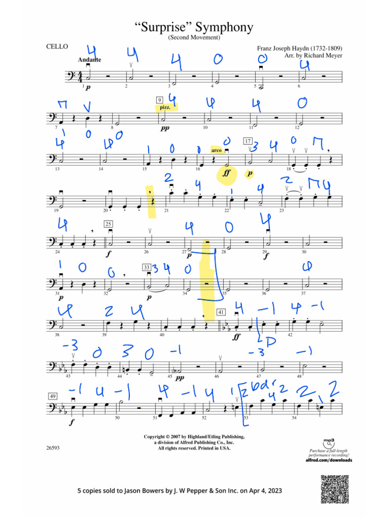 Surprise Symphony Cello | PDF