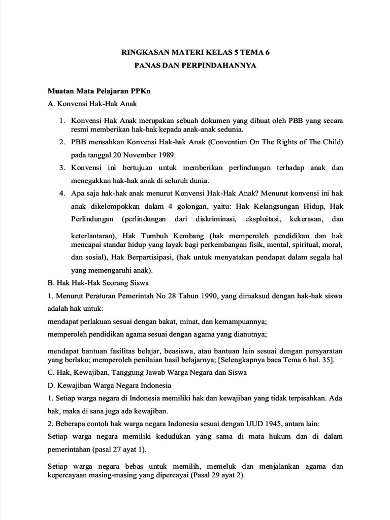 PDF Ringkasan Materi Kelas 5 Tema 6 - Compress | PDF