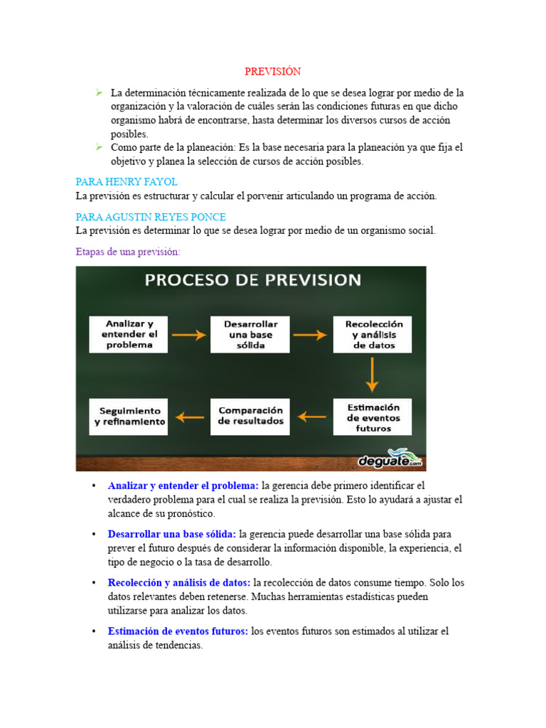 Previsión y Planeación, Principios Del Proceso Admin. | PDF