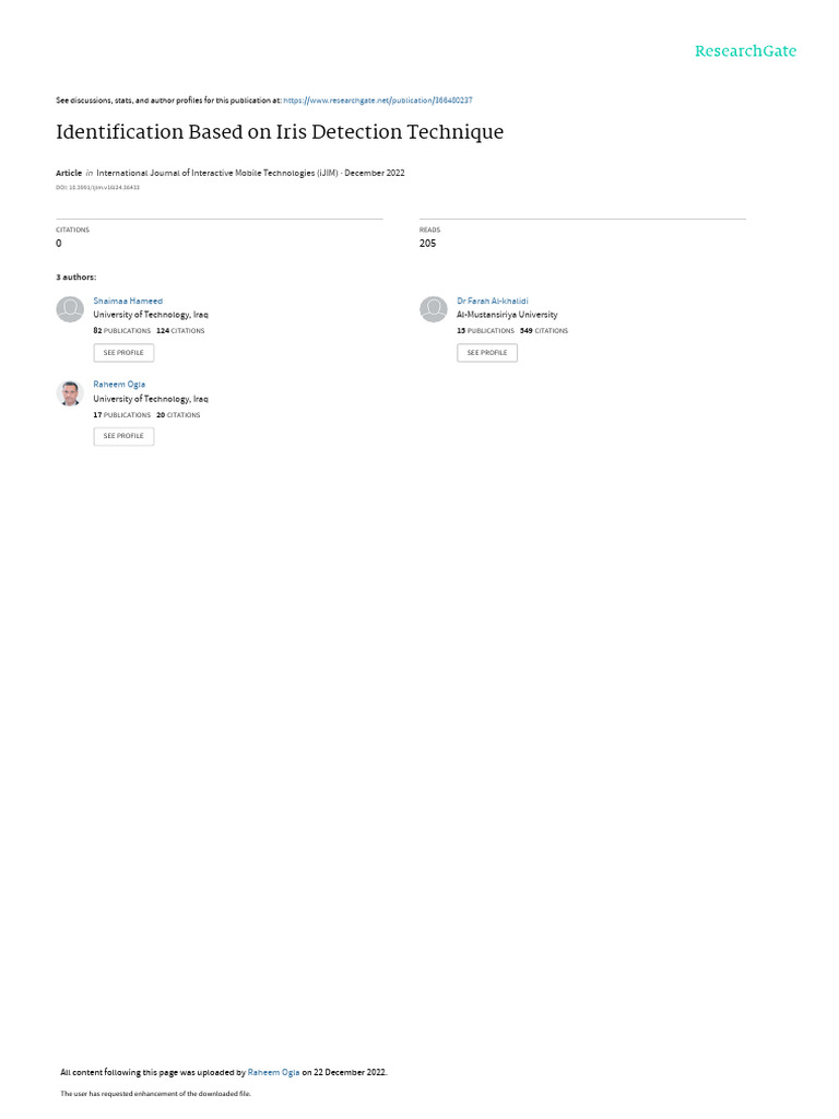 UniNet Shaima 2022 | PDF | Biometrics | Deep Learning