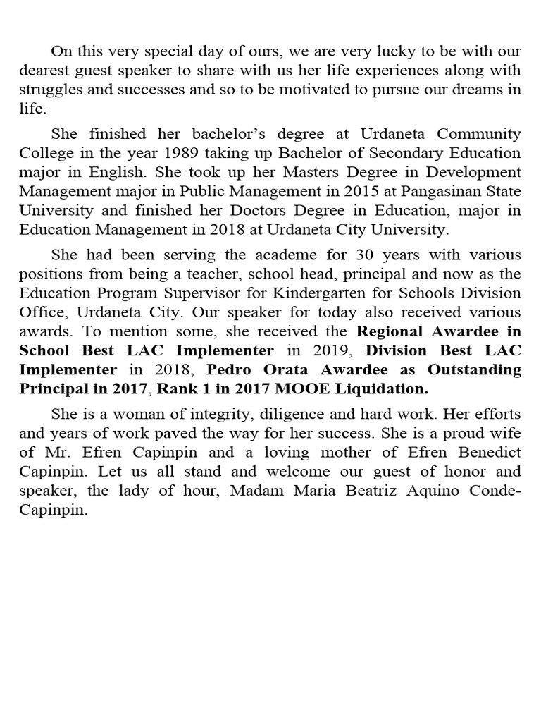 Introduction To The Guest Speaker | PDF | Career & Growth | Social Science