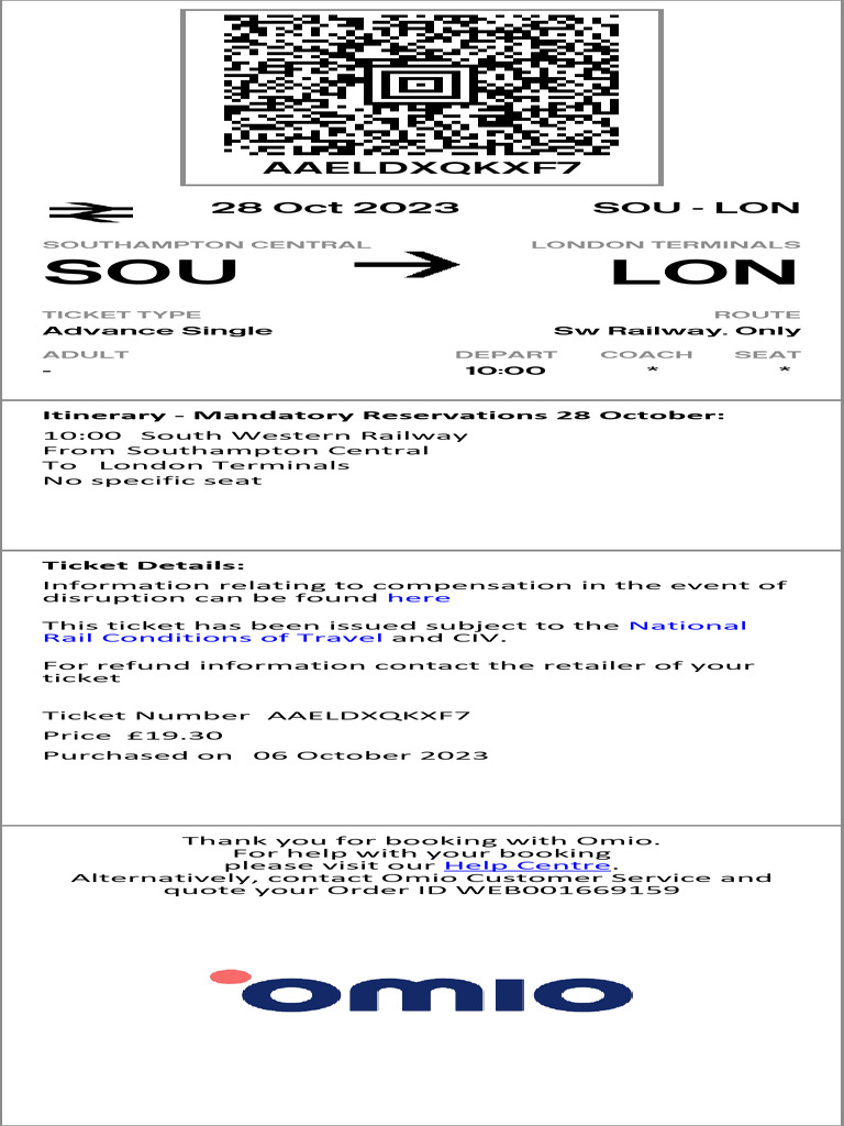 Omio Mobile Tickets 1669159 1669158 | PDF | Ticket (Admission) | Transport