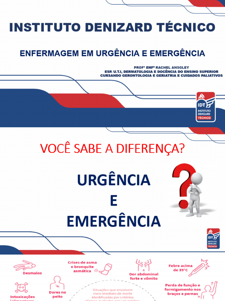 1 - Urgência e Emergência - Prof Rachel | PDF | Ambulância | Unidade de Tratamento Intensivo (UTI)