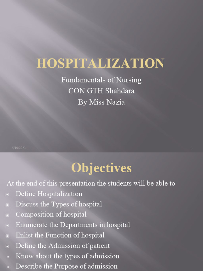 Hospitalization 1 | PDF | Patient | Hospital