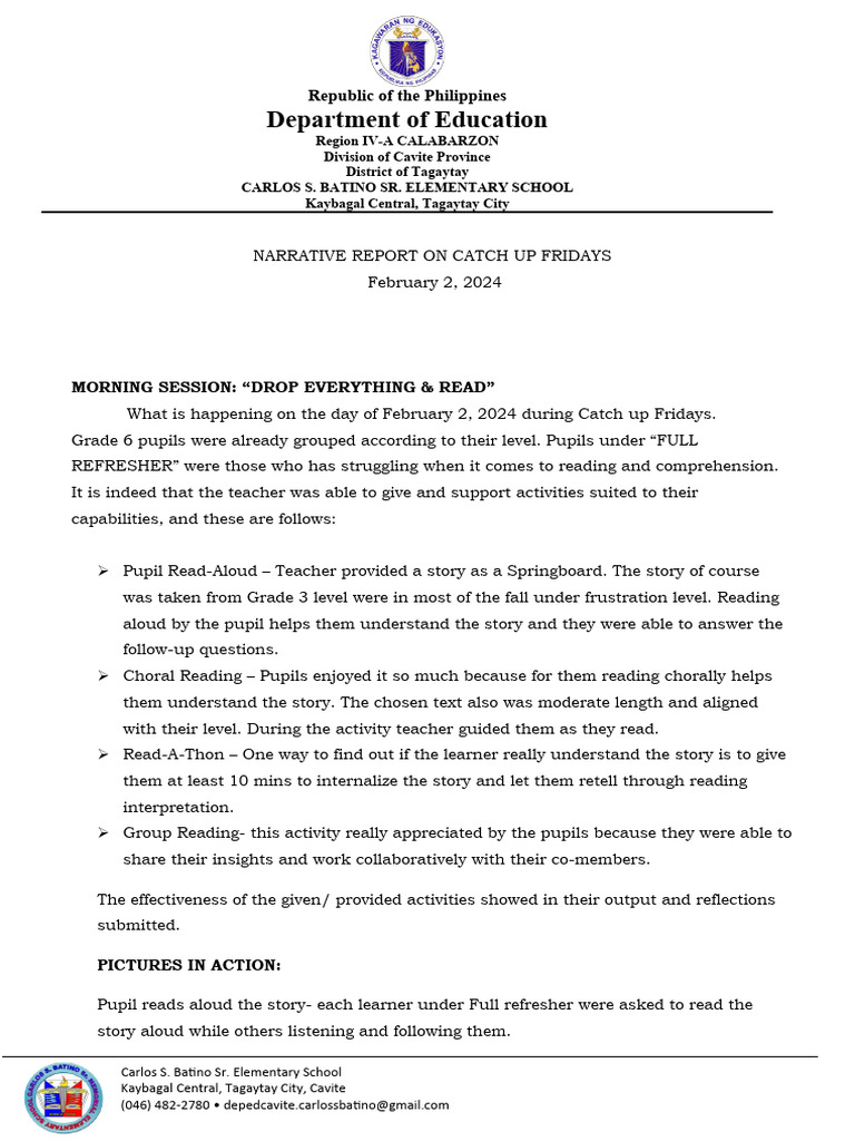 Narrative CUF Feb 2 2024 | PDF | Behavior Modification | Learning