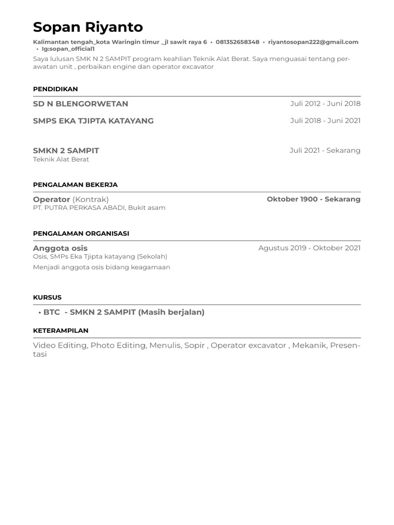 Sopan Riyanto Resume | PDF