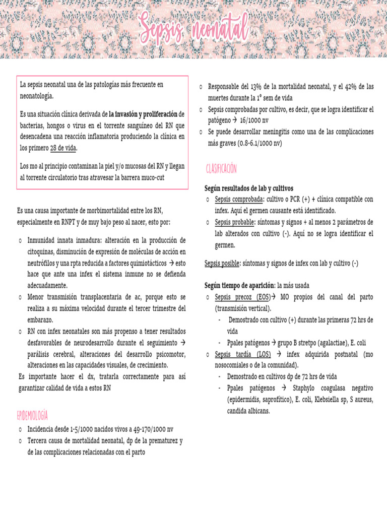 Sepsis Neonatal: Diagnóstico y Tratamiento | PDF | Septicemia | Meningitis